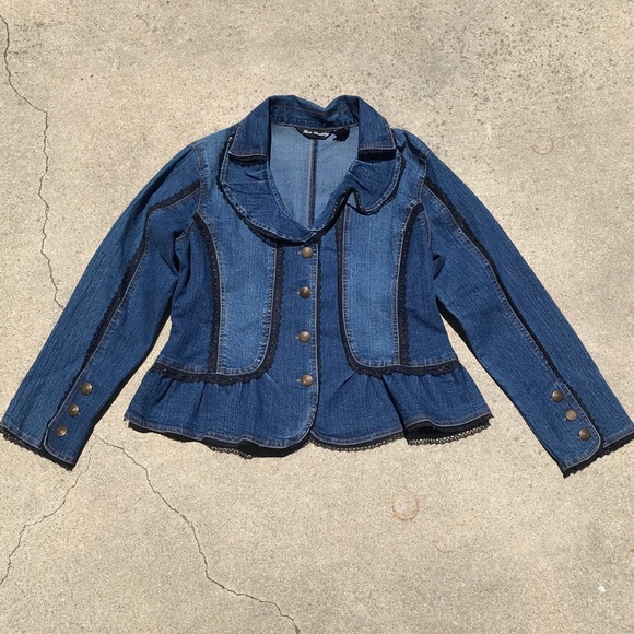 Jackets & Coats | New Identity Denim Black Lace Trim Jacket | Poshmark